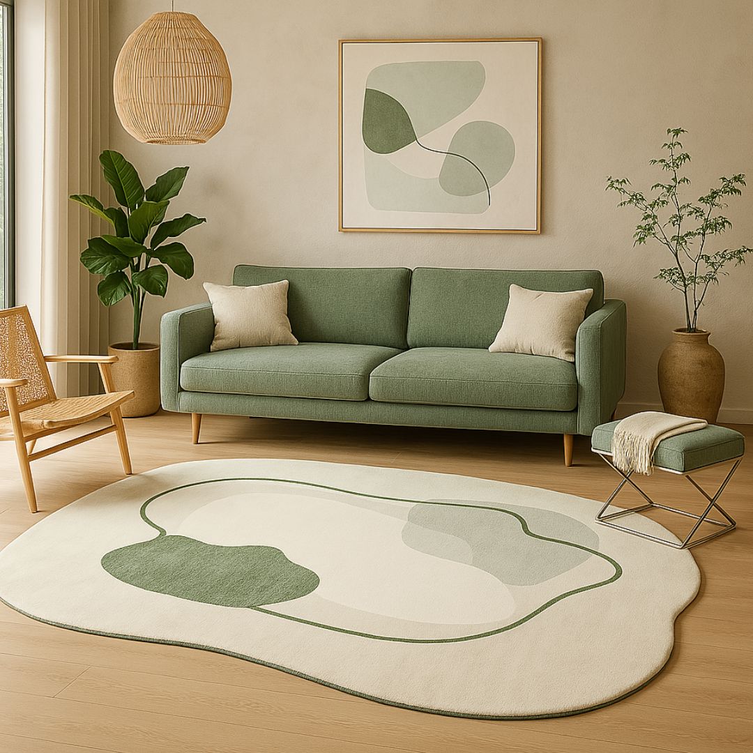 Tapete Decorativo Orgânico Abstrato Irregular para Sala - Nordic Green ...